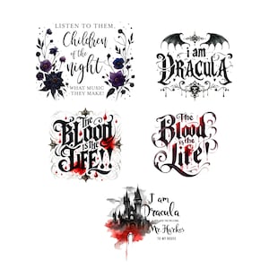 Dracula by Bram Stoker Halloween Watercolor Clipart Collection - Gothic ...