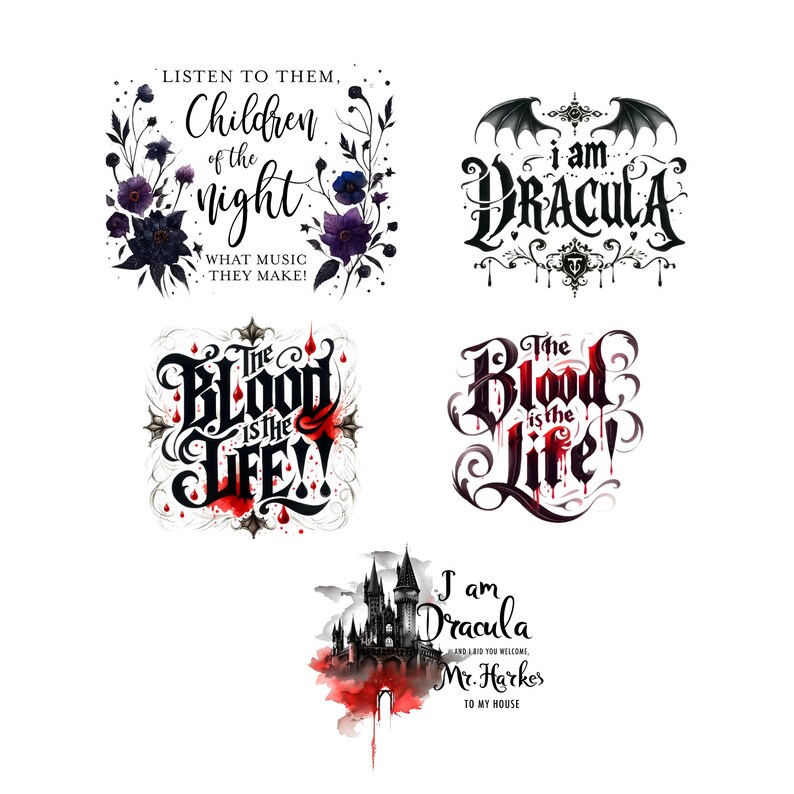 Dracula by Bram Stoker Halloween Watercolor Clipart Collection Gothic ...