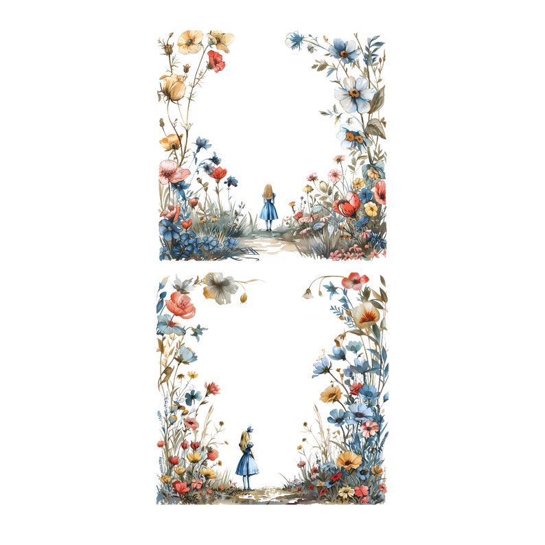 Deluxe Alice's Adventures Watercolor Clipart, Alice in Wonderland ...