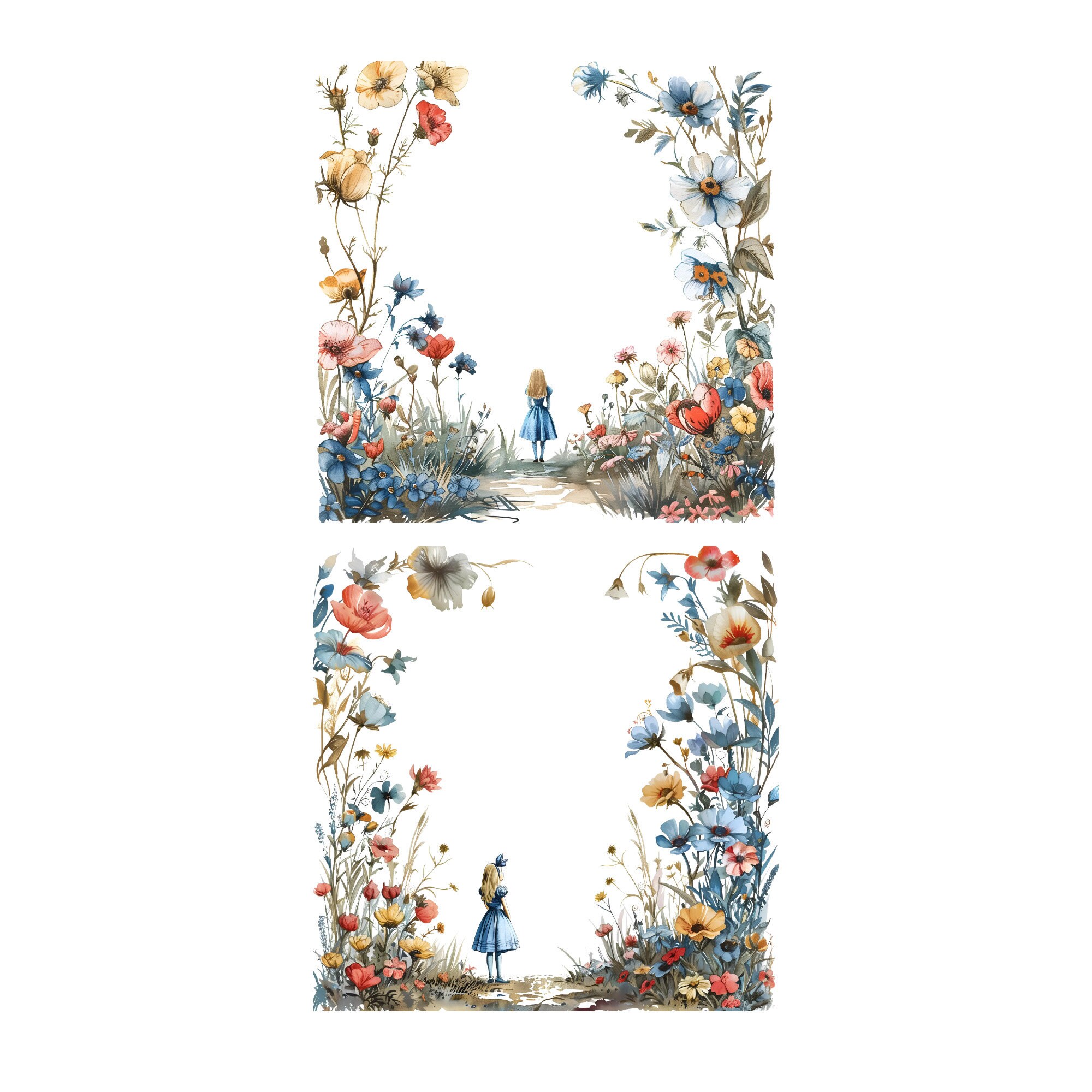 Deluxe Alice's Adventures Watercolor Clipart, Alice in Wonderland ...