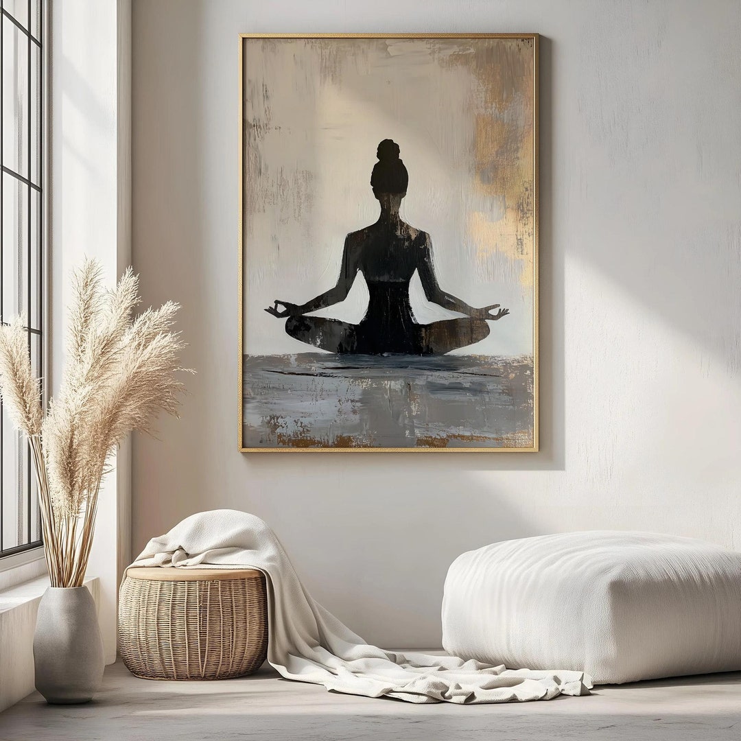Yoga Meditation Print, Zen Wall Art, Minimalist Yoga Pose Silhouette ...