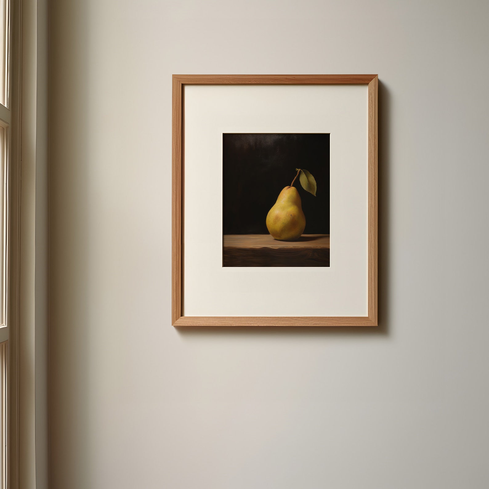 Moody Pear Still Life Art Print, Pear Kitchen Wall Art, Printable Wall ...