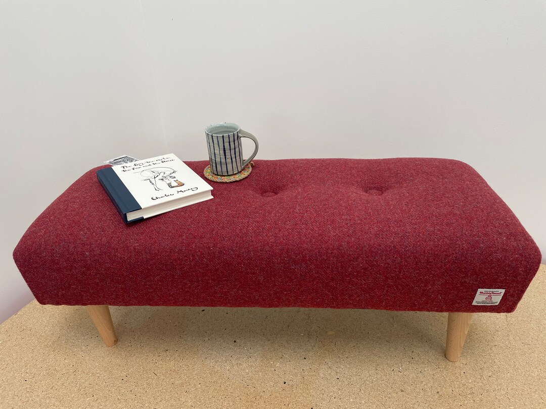 Raspberry Rust Handmade Harris Tweed Footstool / Coffee Table - Etsy