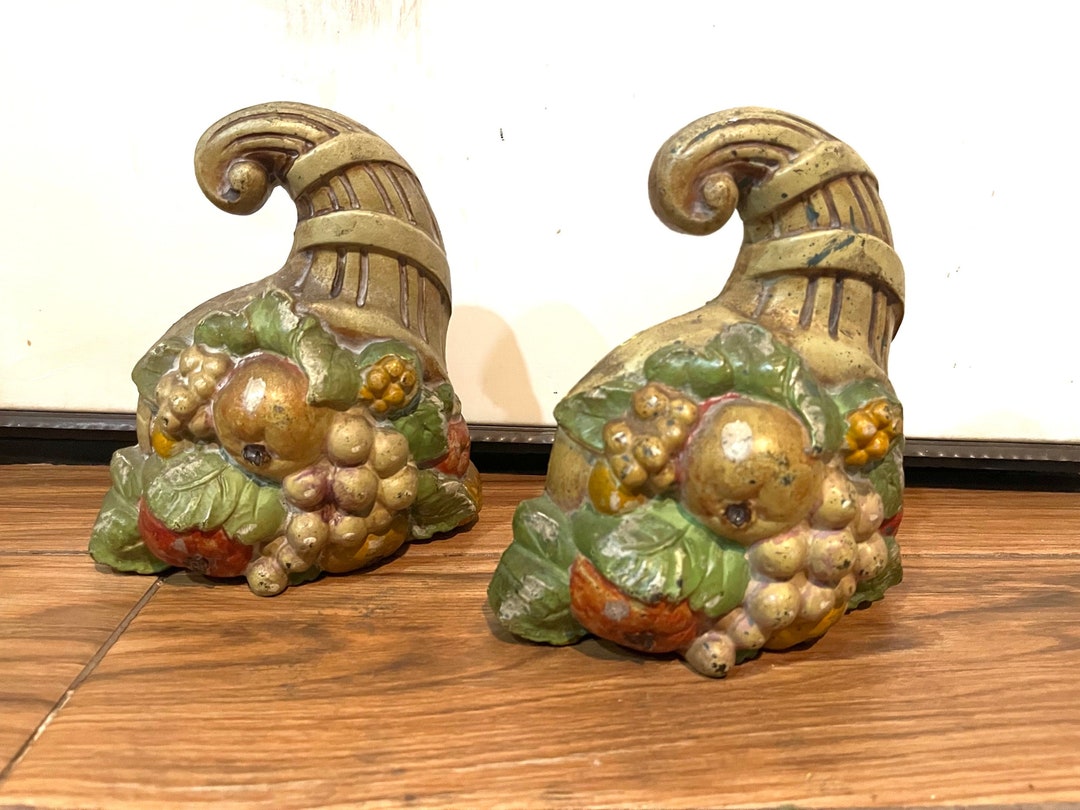 Hubley Cornucopia Doorstop, Antique Cast Iron Doorstop, Fruit Doorstop ...