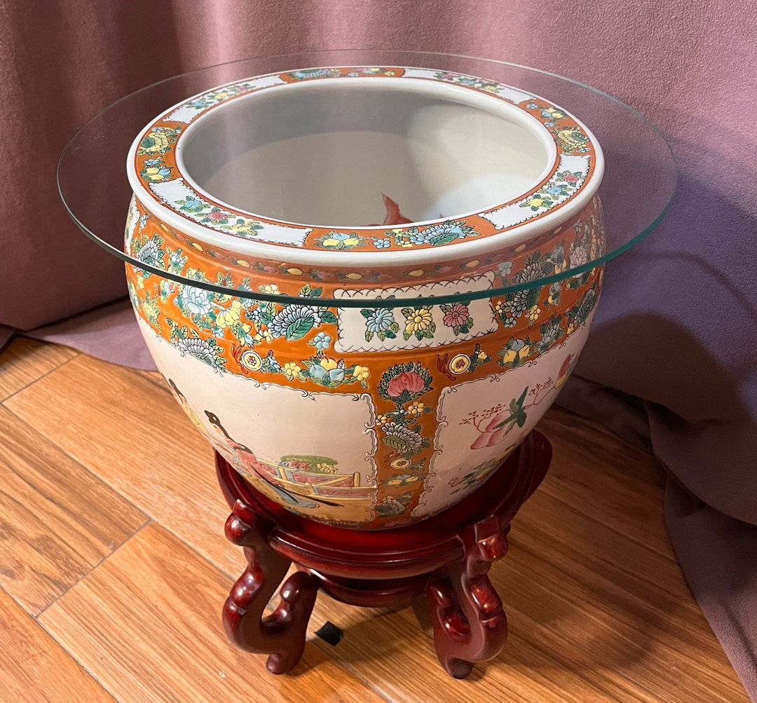 Vintage Chinese Porcelain Vase Table, Chinoiserie Rose Medallion ...