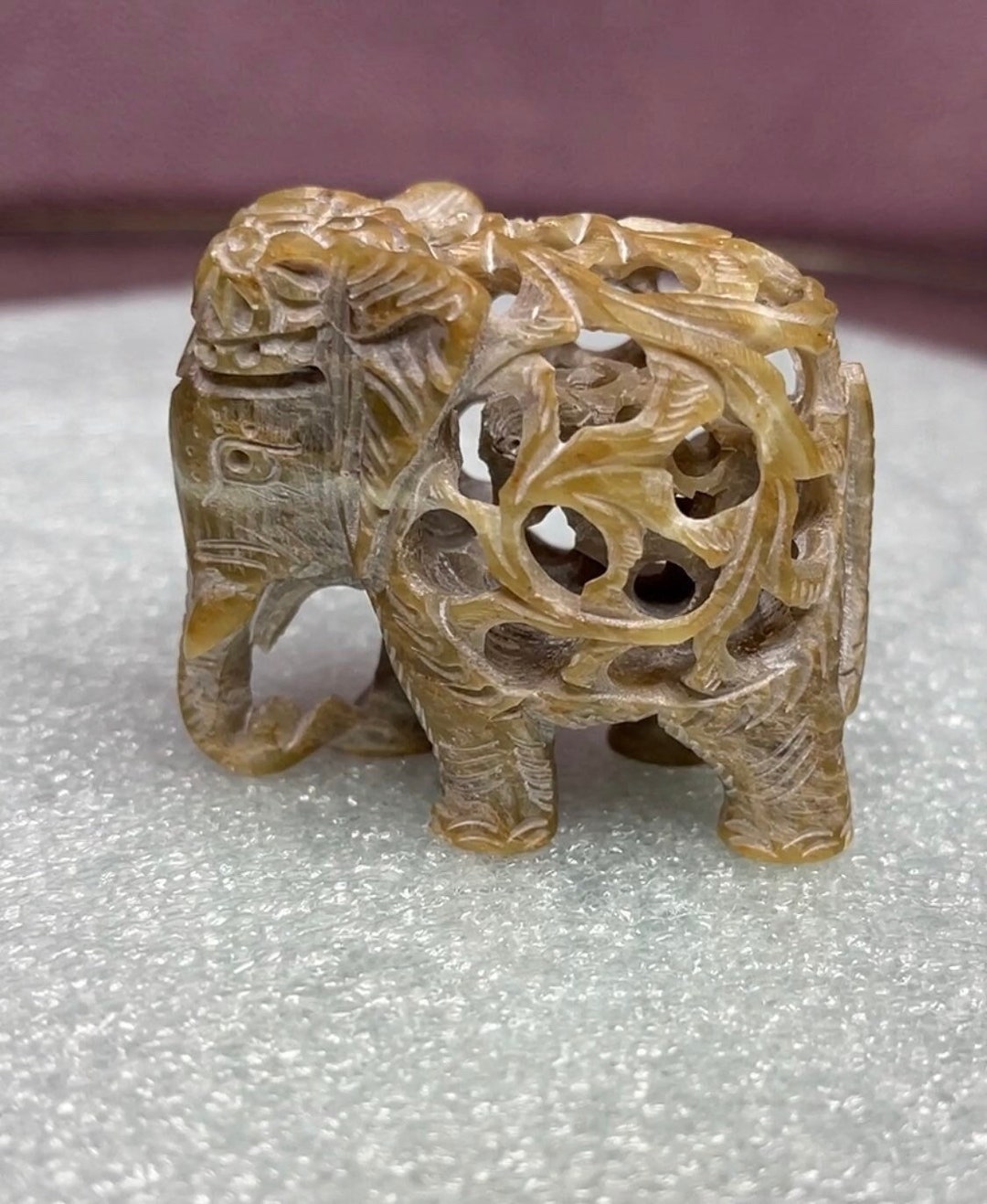 Elephant Figurine Soapstone Hand Carved Expecting Mother, Elephant Good ...