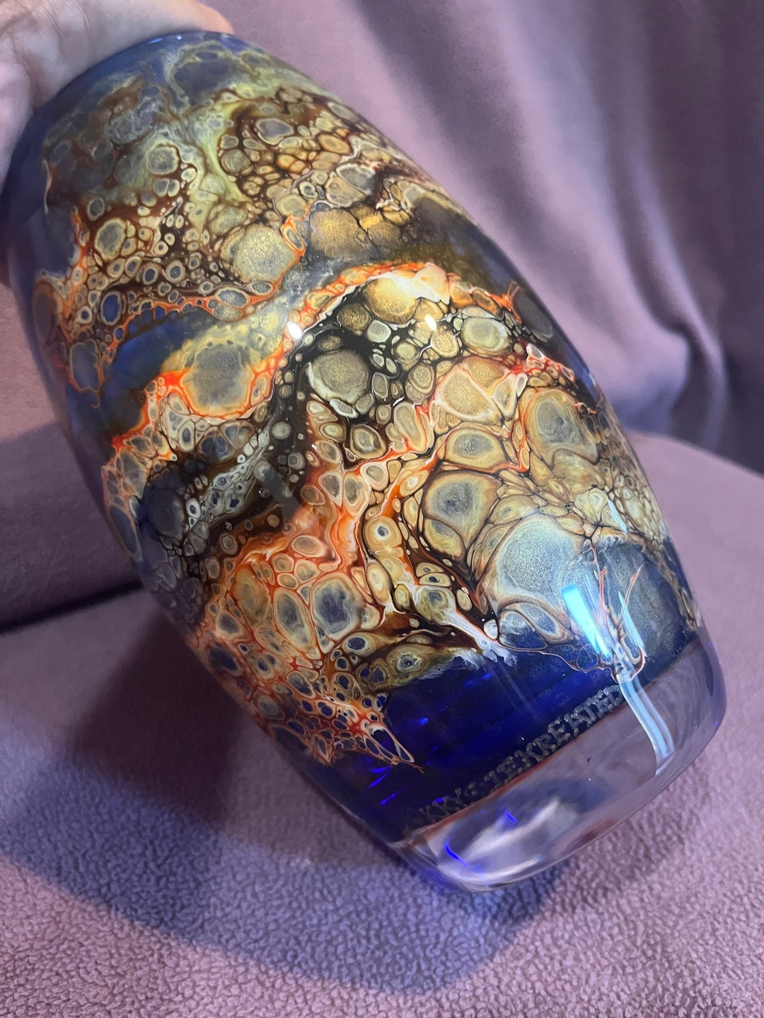 Glassware Art by Krystlekreated Dragon Scales, Snakeskin Design Vase ...