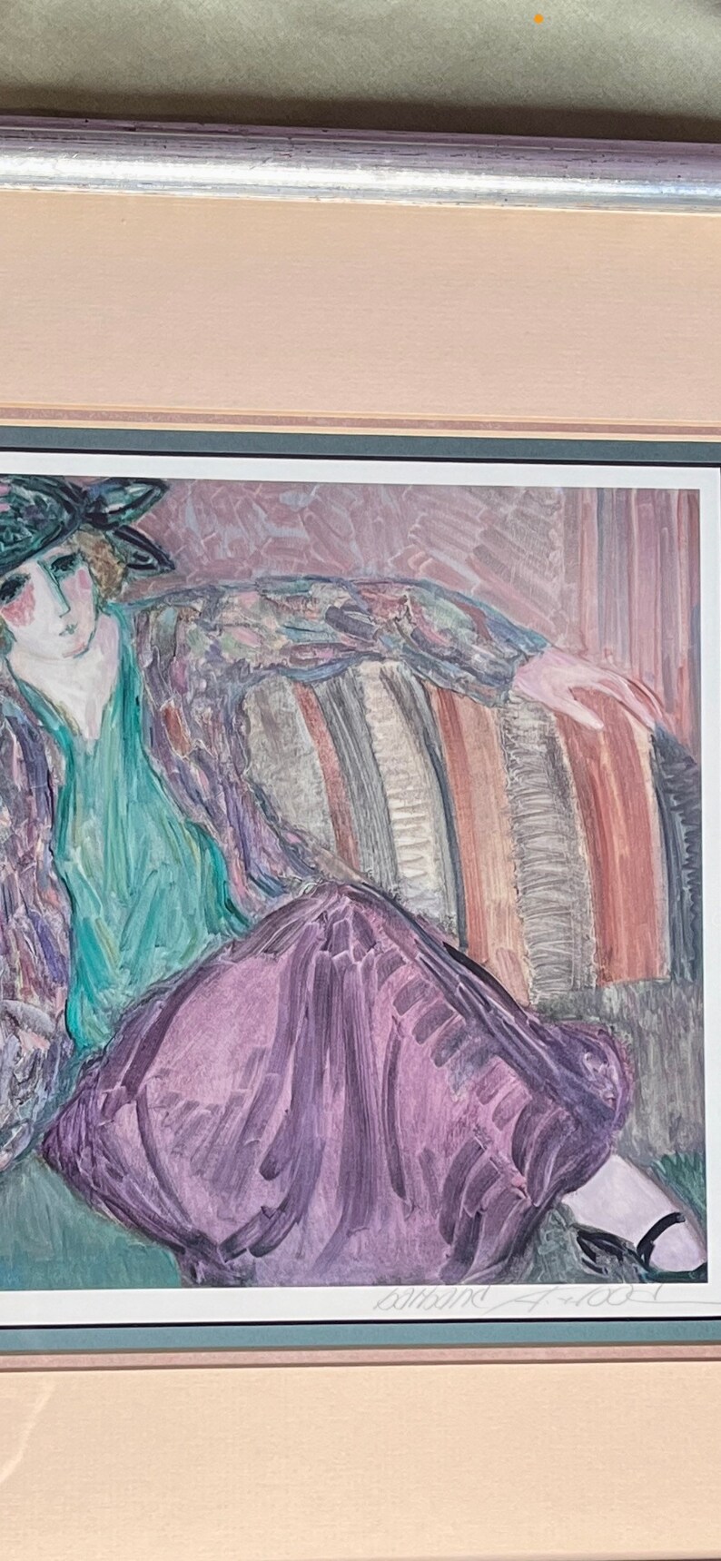 Barbara A Wood Lithograph: Pensive Woman, Signed & Numbered, Framed ...
