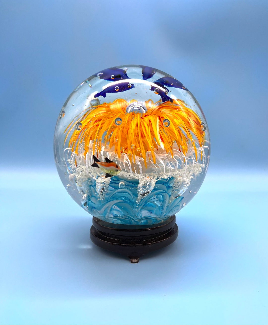 Murano Glass Paperweight, Murano Glass Sphere Large Ocean Sealife ...