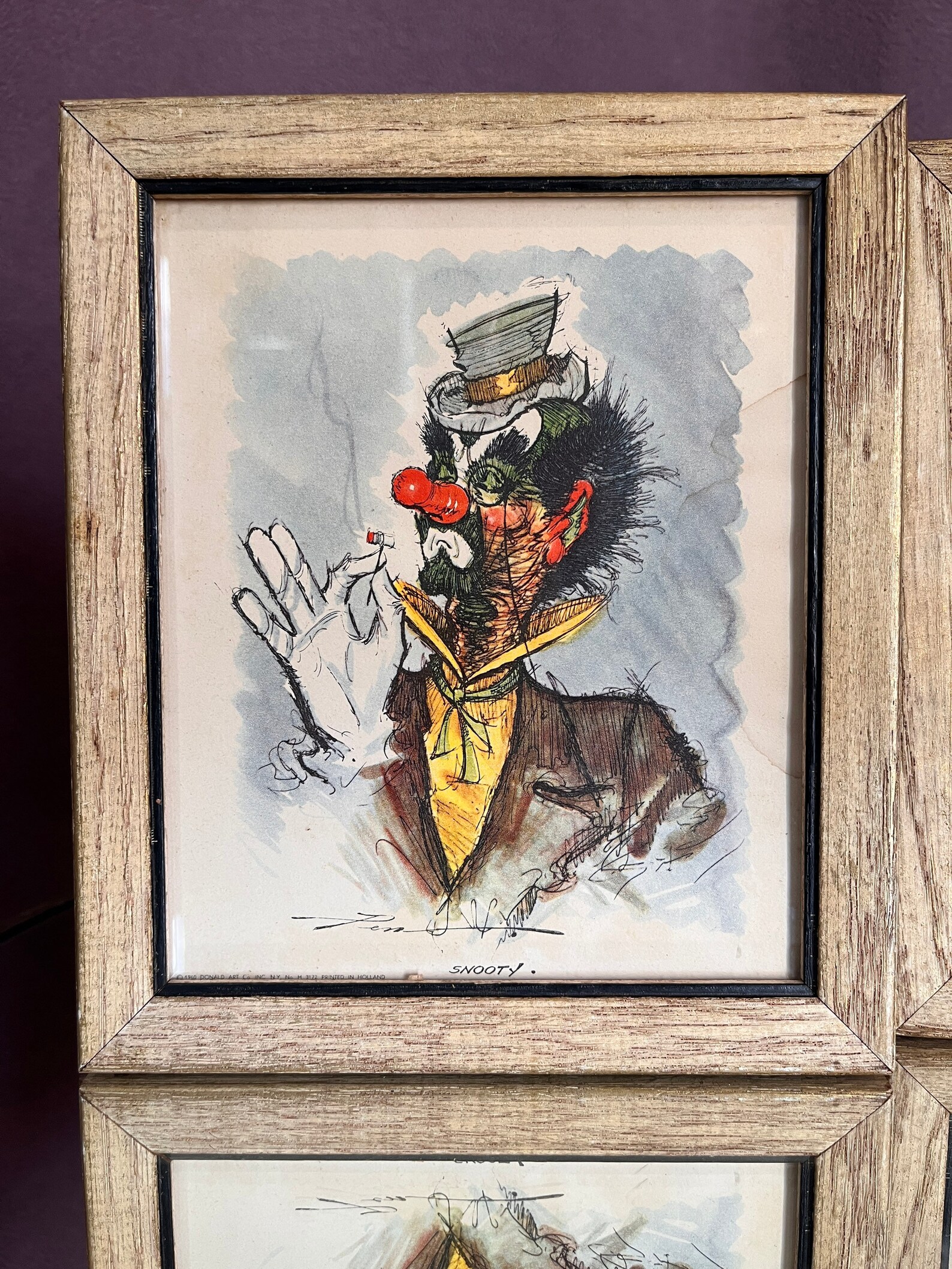 Clown Lithograph's by Artist Pender Shumaker Framed Art - Etsy