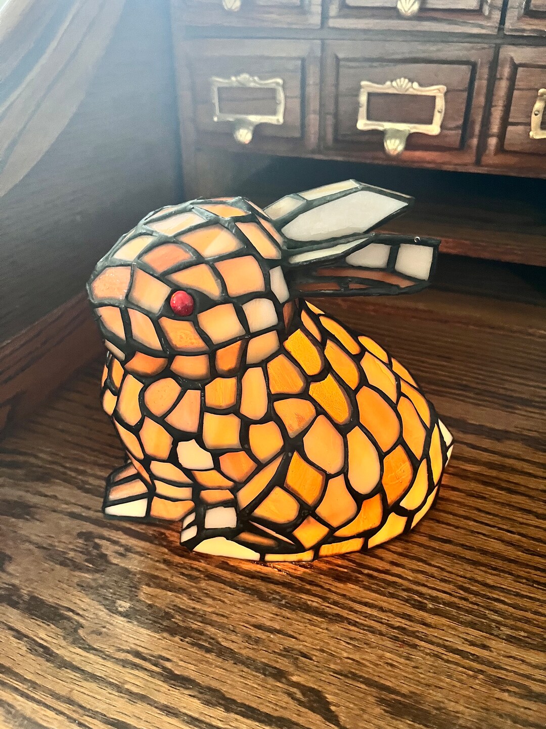 Meyda Tiffany Bunny Lamp, Stained Glass Rabbit Lighting, Rabbit Home ...