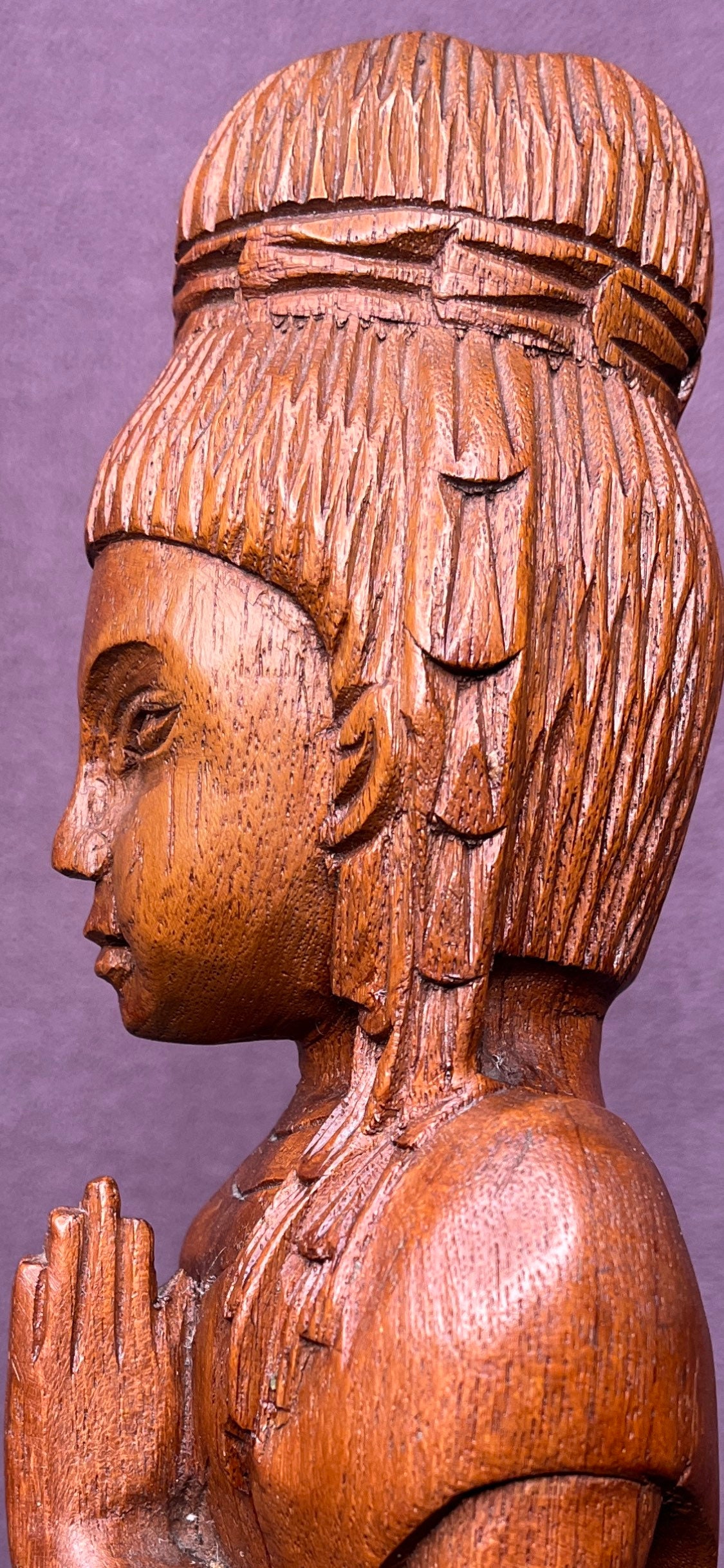 Thai Teak Wood Sawasdee Welcome Lady Statue: Hand Carved Art - Etsy