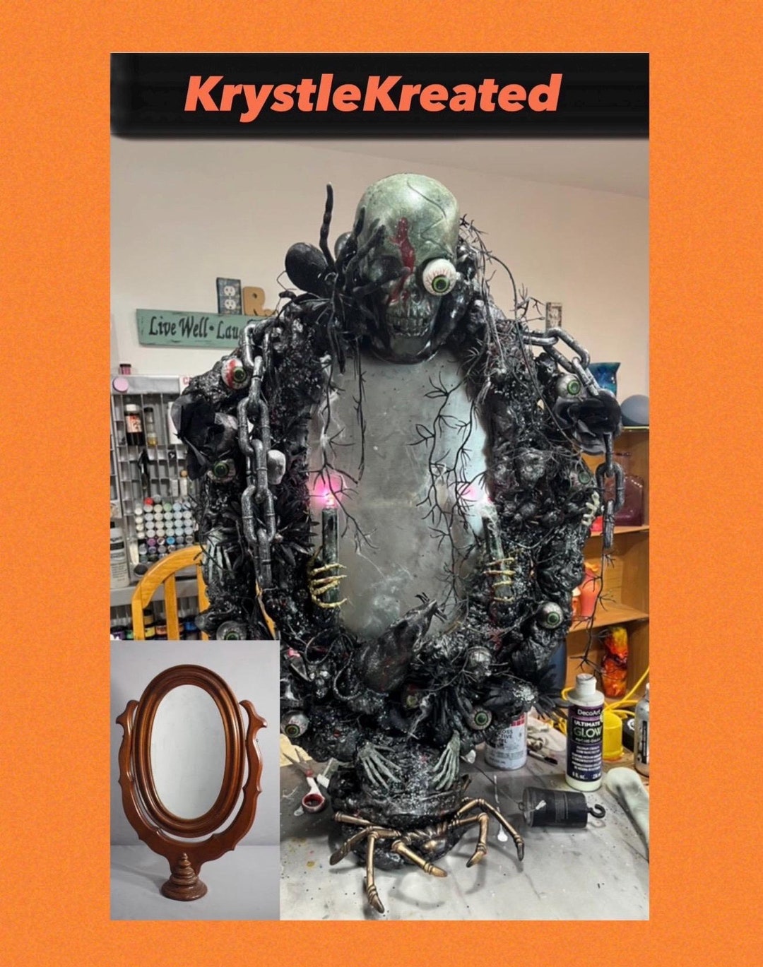 Antique Halloween Mirror: Spooky Goth Decor, Glow in the Dark Prop - Etsy