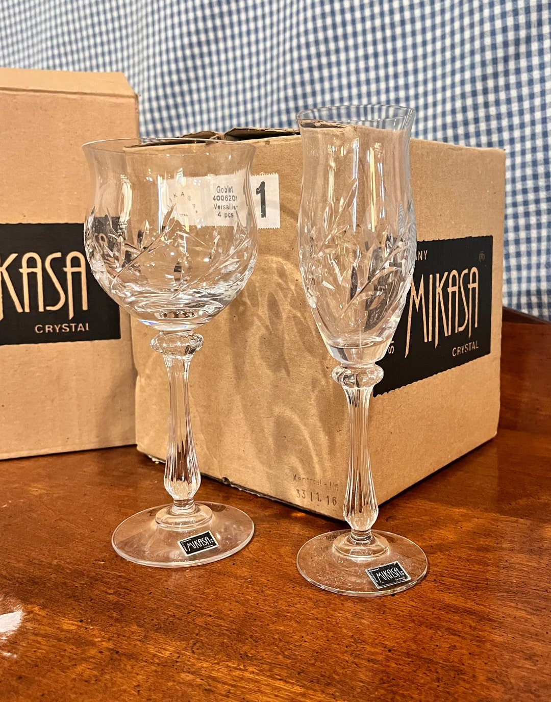NEW Mikasa Crystal Goblets Versailles Set of 4, NEW Mikasa Crystal ...