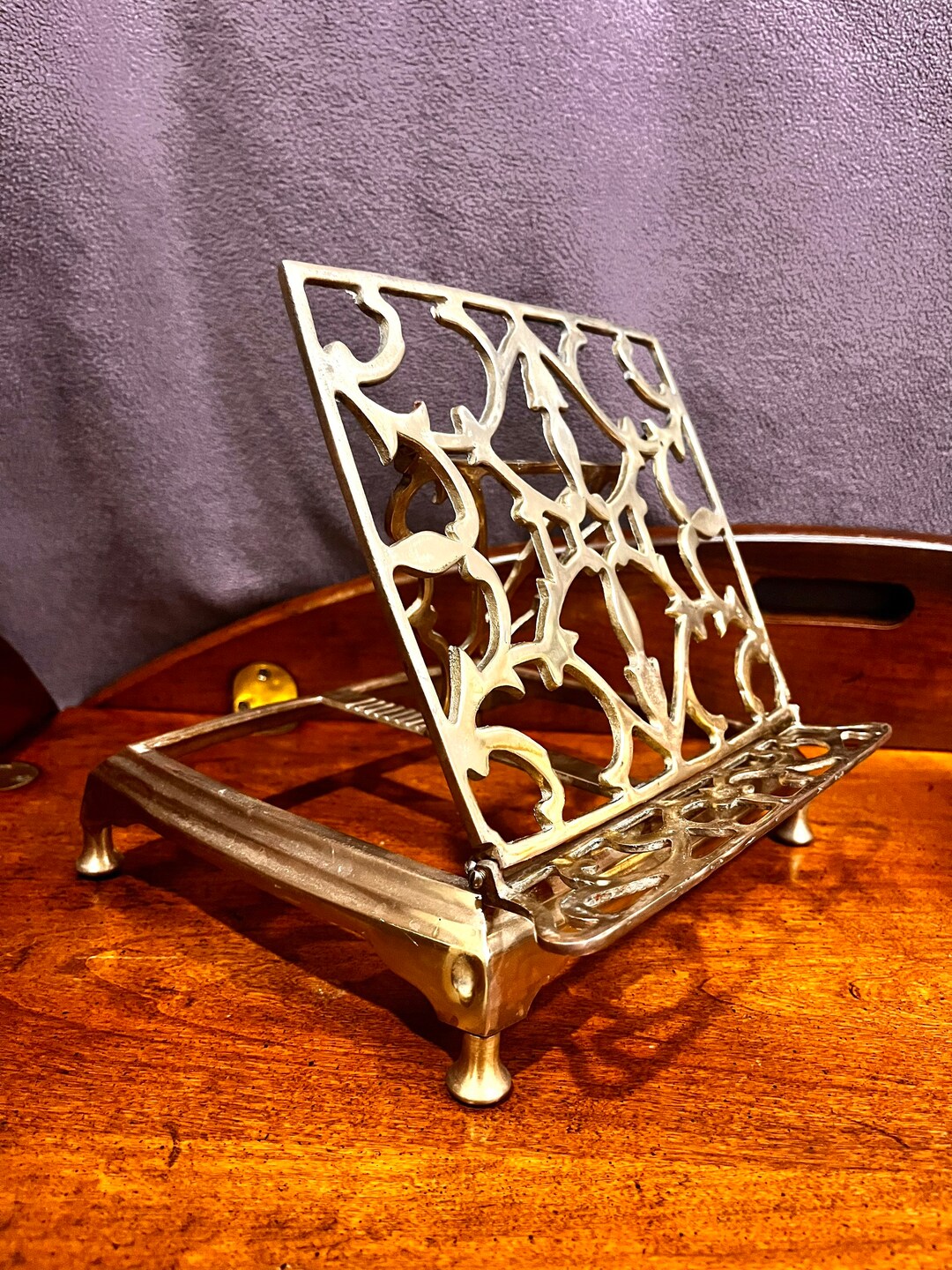 Solid Brass Collapsible Book Holder, Vintage Brass Easel Bible Torah ...