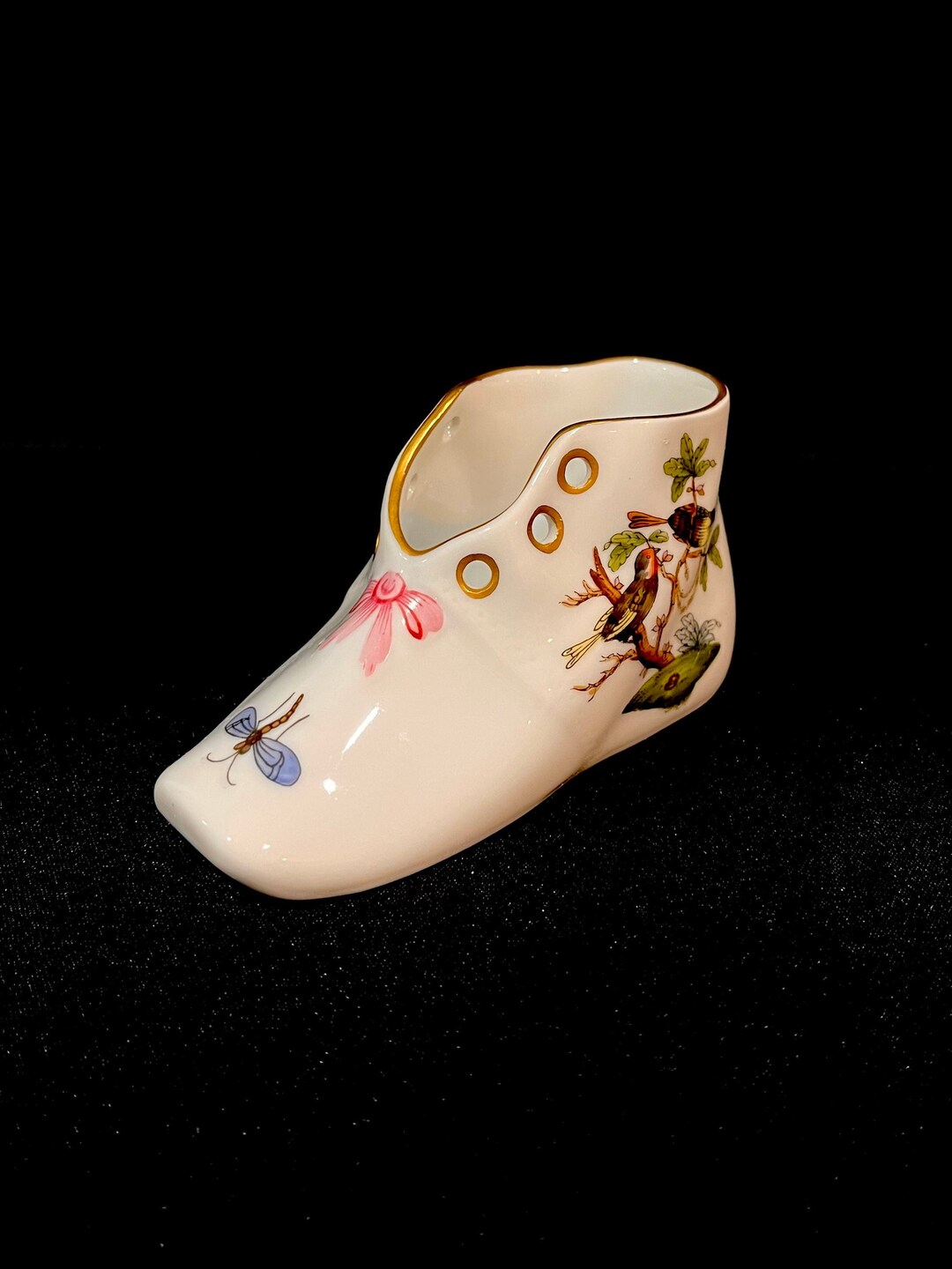 Herend Rothschild Bird Baby Shoe, Rothschild Bird Porcelain Baby Shoe ...