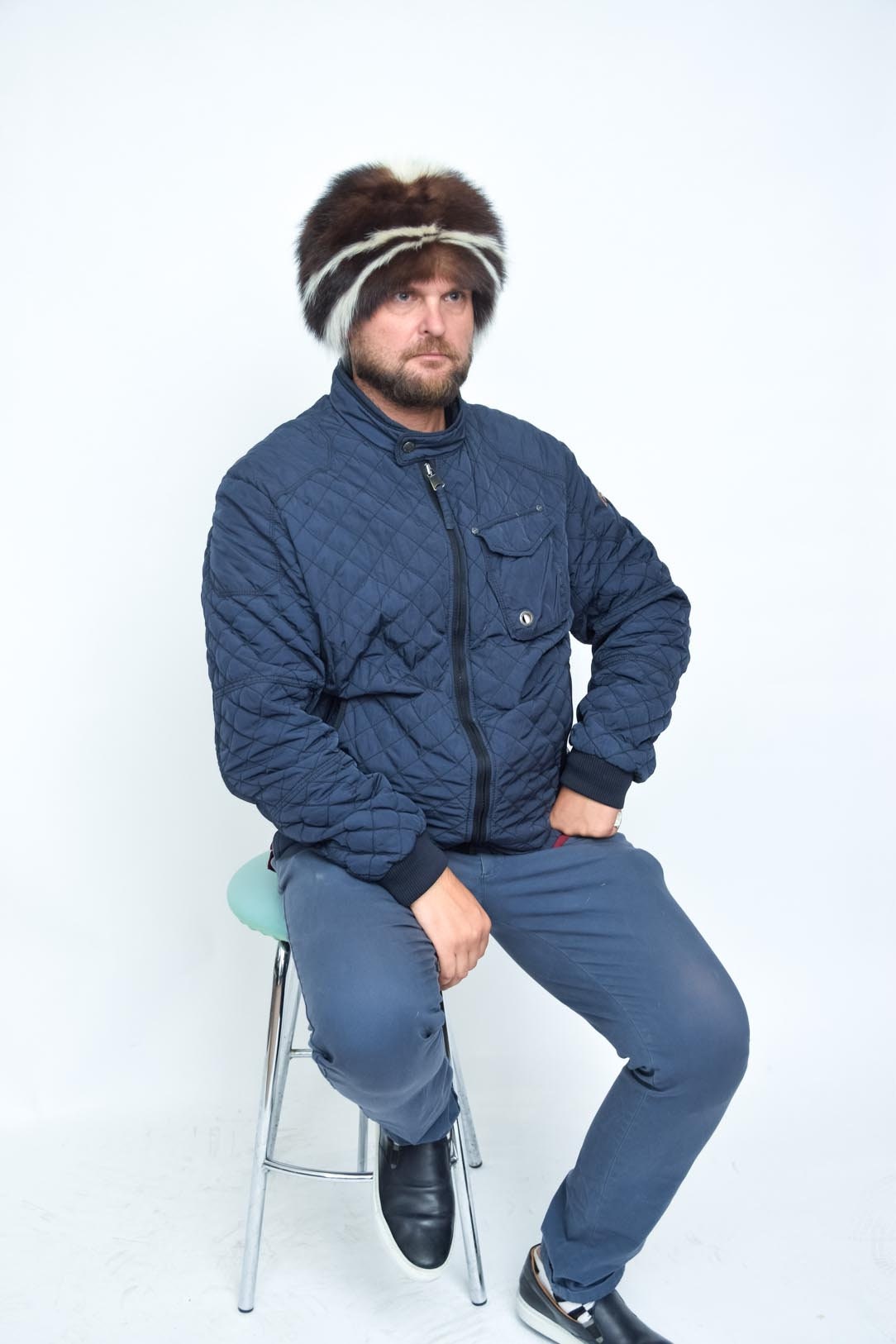 Davy Crockett Hat Daniel Boone Style Hat Grey Coonskin Real Skunk Fur ...