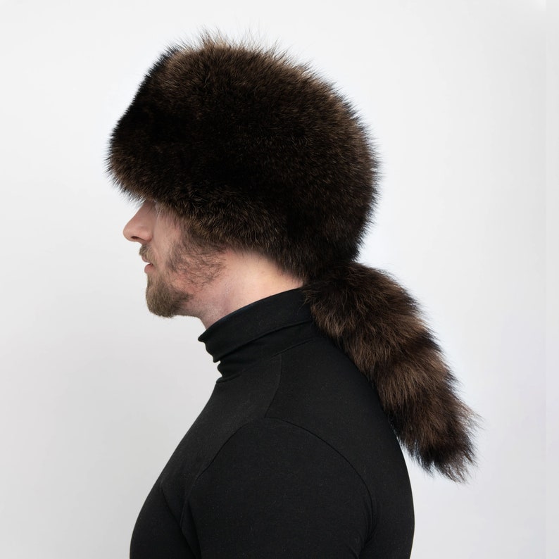 Davy Crockett Hat Daniel Boone Style Hat Coonskin Real Raccoon Fur ...