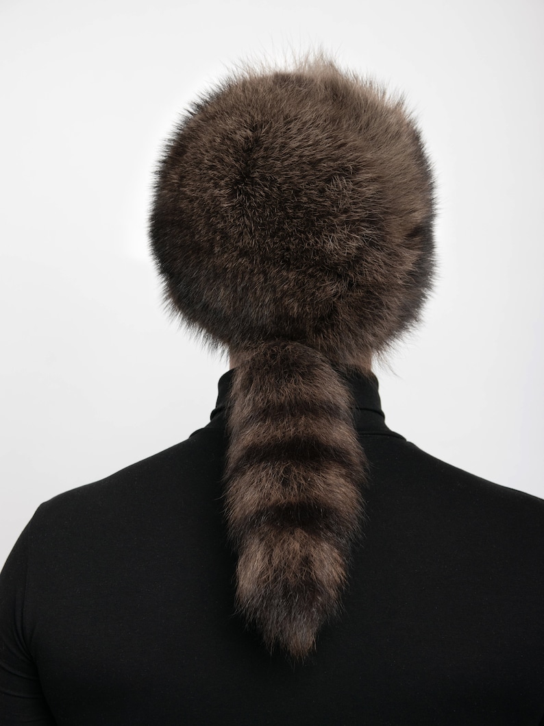 Davy Crockett Hat Daniel Boone Style Hat Grey Coonskin Real Raccoon Fur ...