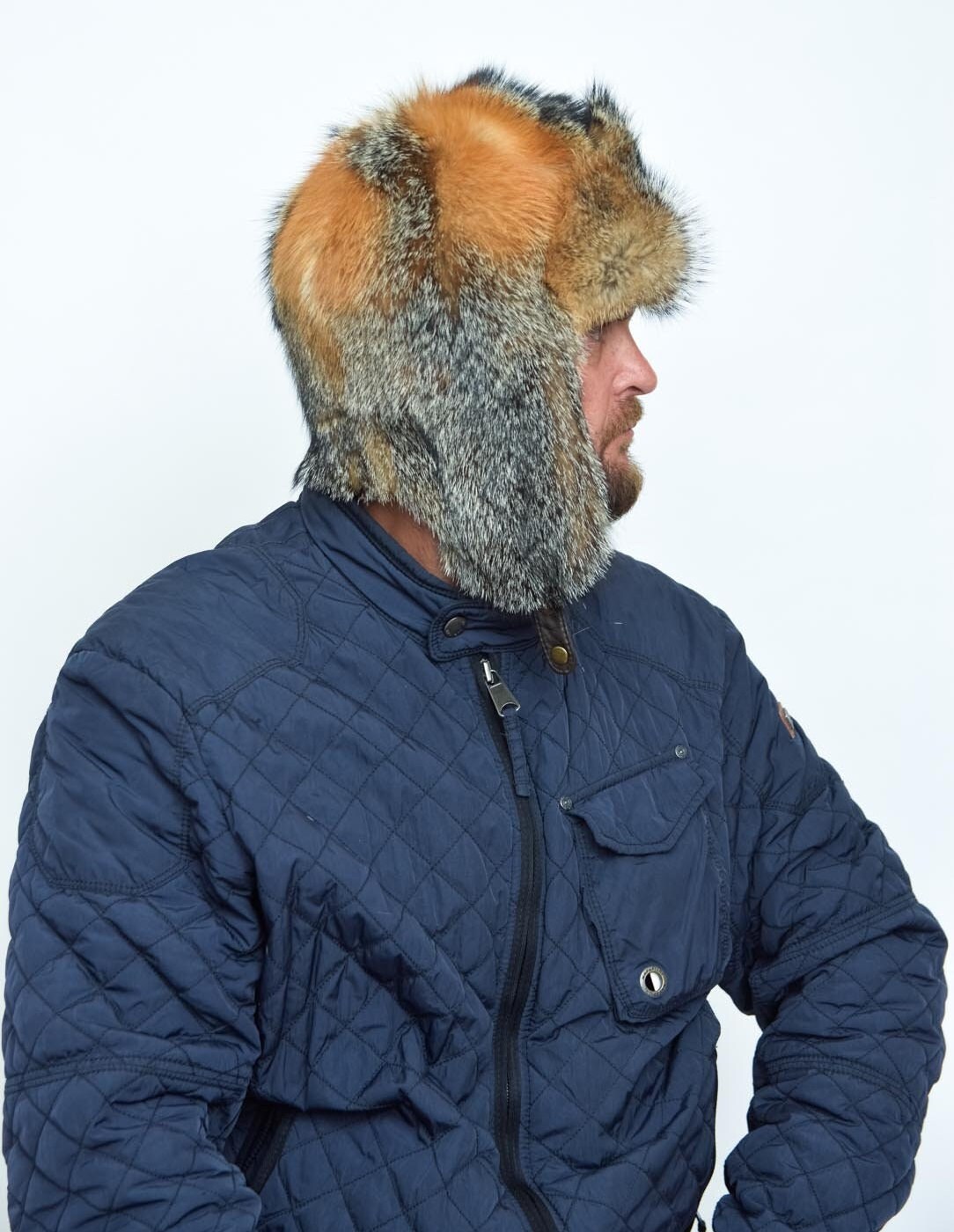 Men's Natural Fox Full Fur Trapper Hat - Etsy