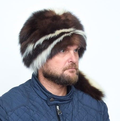 Davy Crockett Hat Daniel Boone Style Hat Grey Coonskin Real Skunk Fur ...
