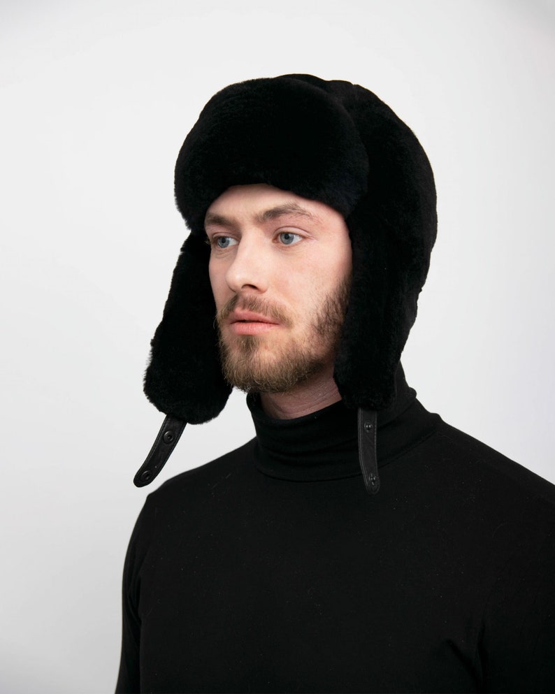 Men's Black Beaver Full Fur Trapper Hat - Etsy UK