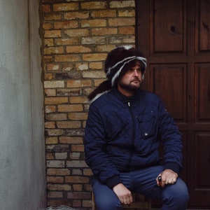 Davy Crockett Hat Daniel Boone Style Hat Grey Coonskin Real Skunk Fur ...