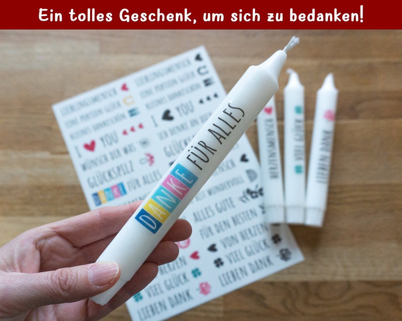 Thank You and Good Luck Motifs as PDF for Stick Candles, Candle ...