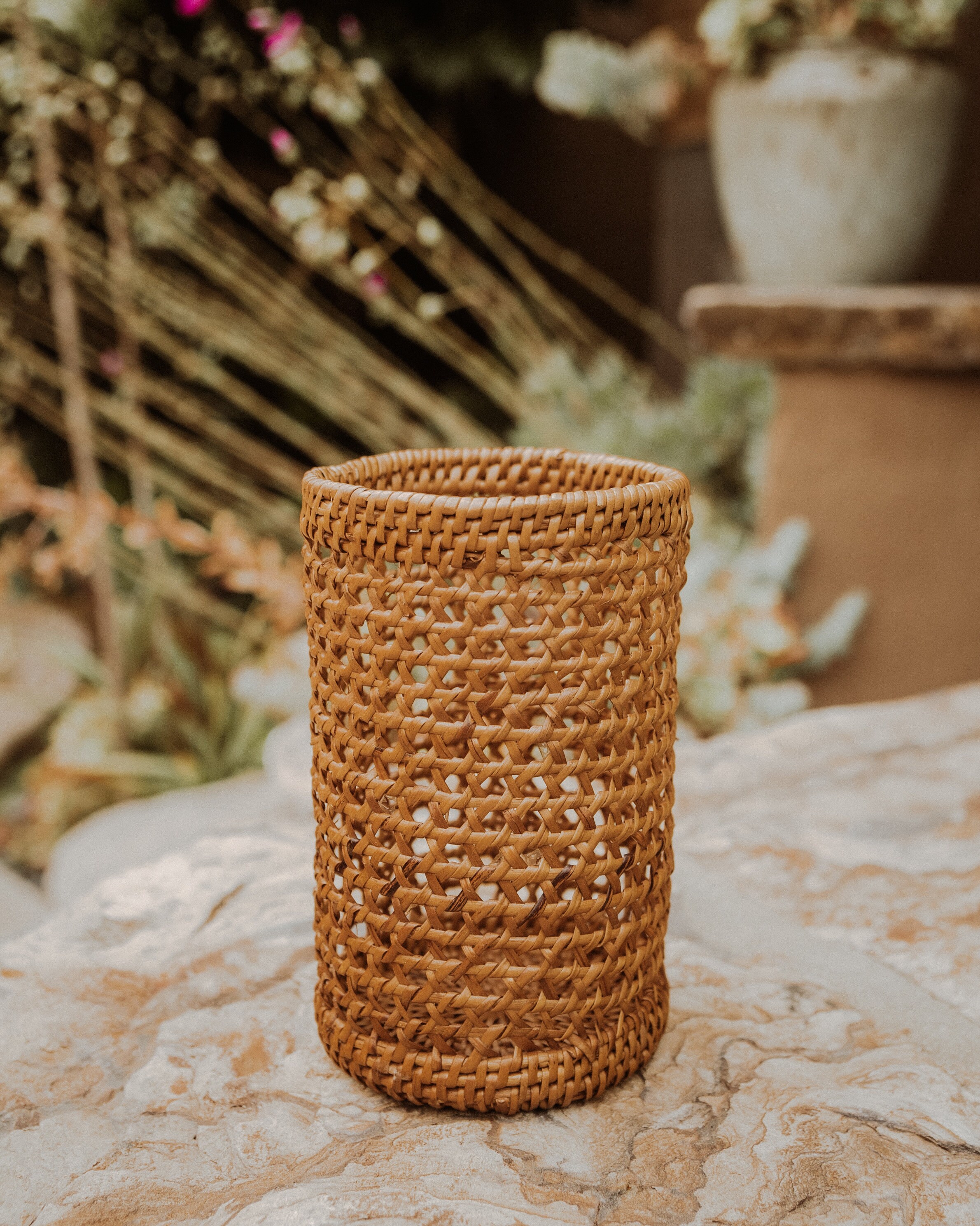 Rattan Utensil Holder Small Rattan Basket Handwoven Basket - Etsy