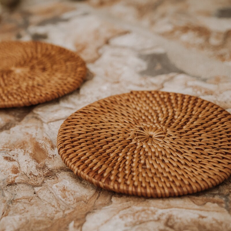 Rattan Coaster - Etsy