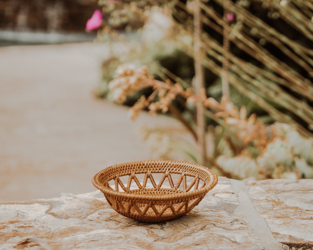 Small Rattan Bowl, Rattan Basket, Handwoven Basket, Wicker Basket ...