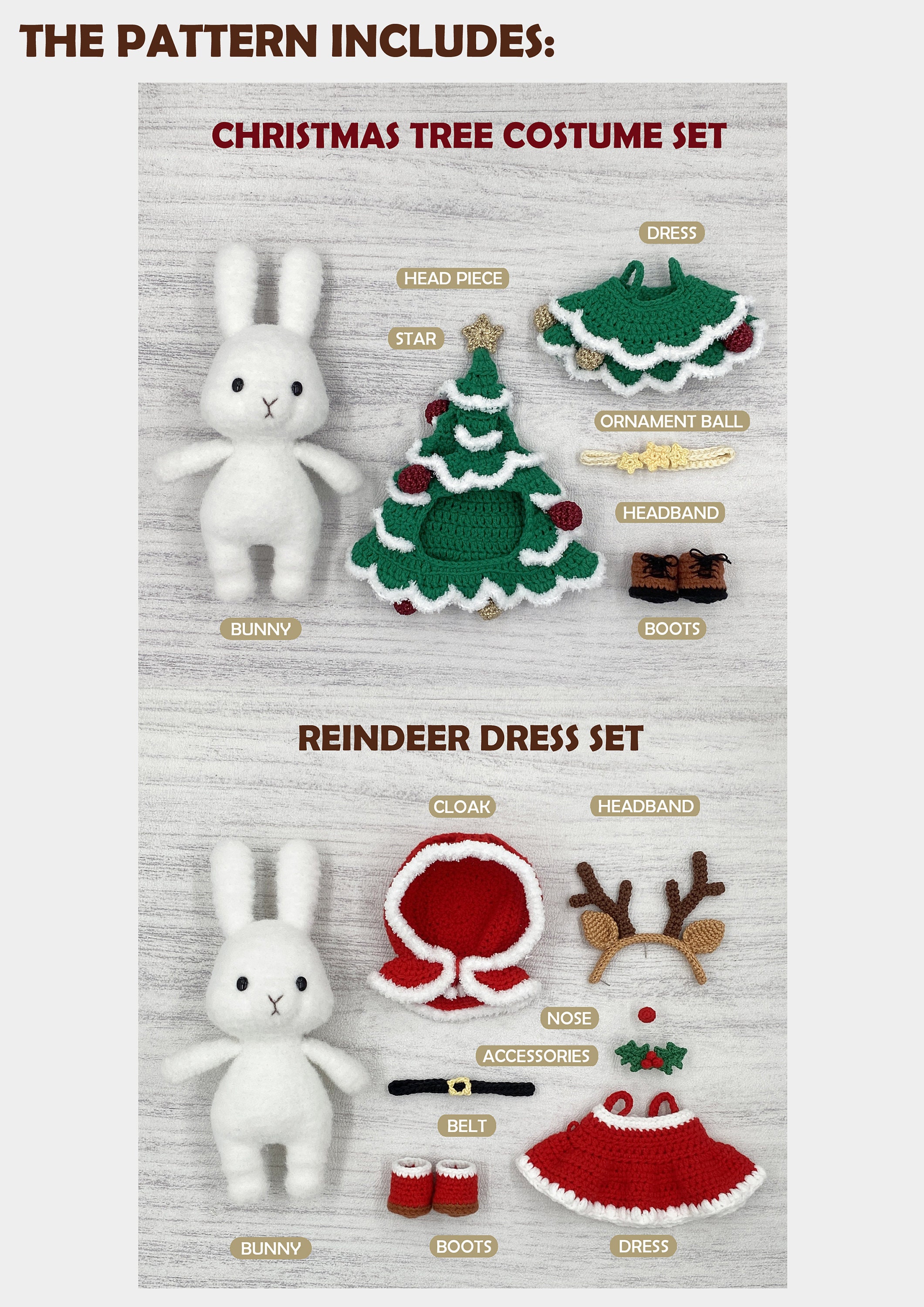 Dress-up Bunny Amigurumi Bunny Christmas Tree Costume Set - Etsy
