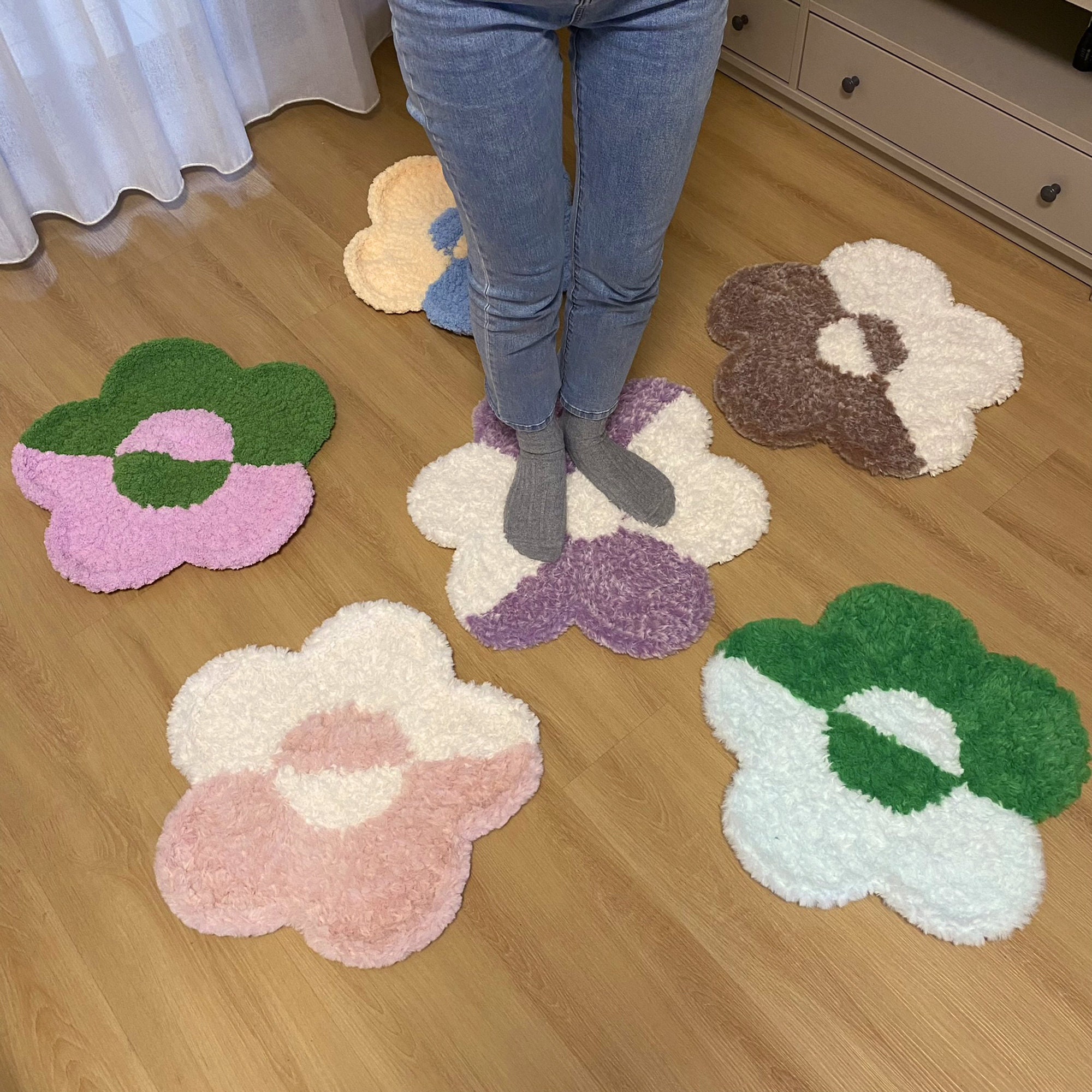 Color Clash Flower Crochet Rug Pattern CCFR-01 Crochet Rug - Etsy