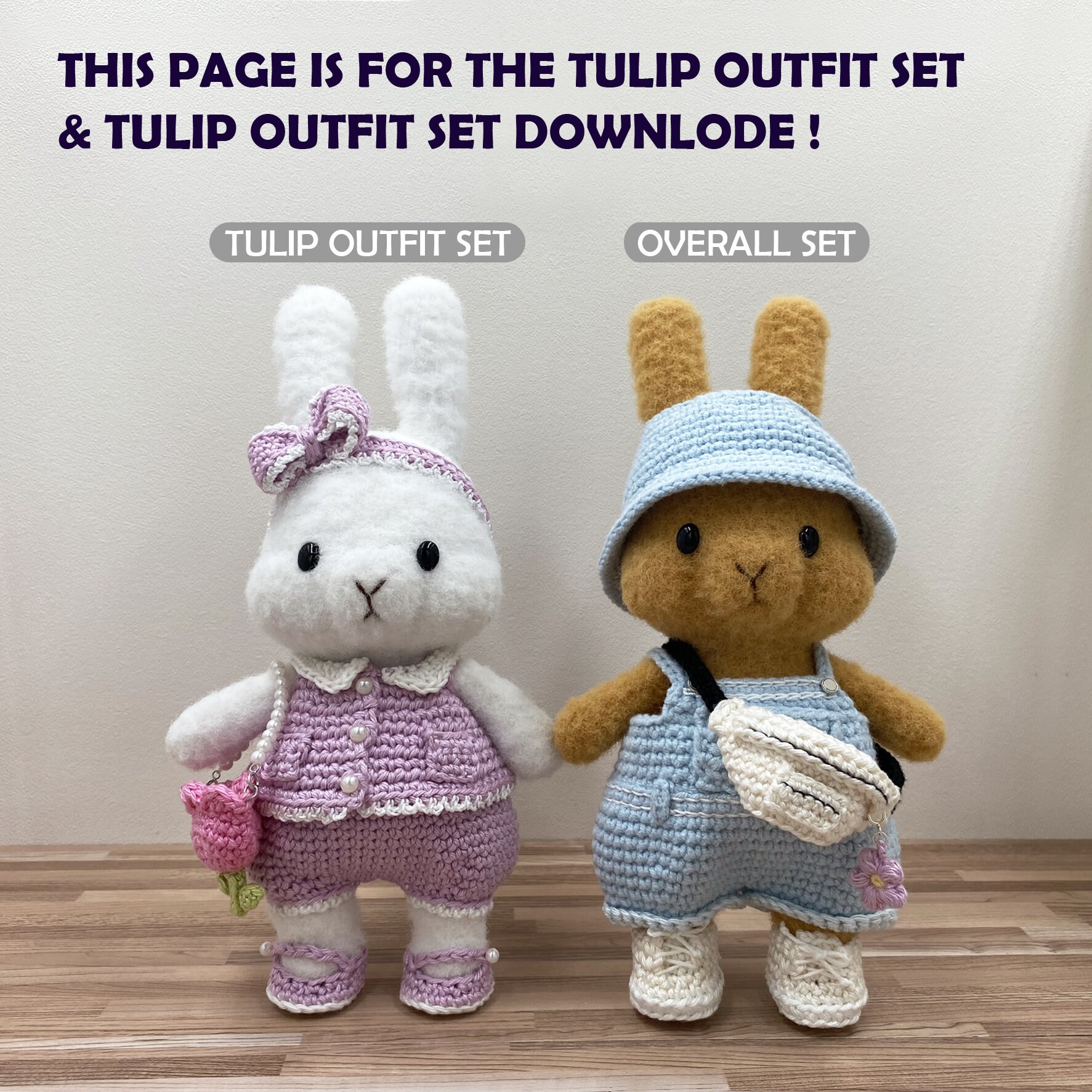 Dress-up Bunny Amigurumi Tulip Outfit Set Overall Set Crochet Pattern ...
