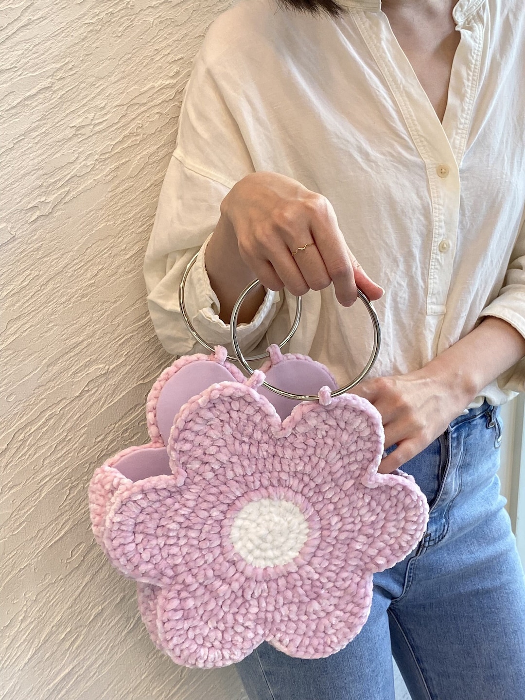 Crochet Flower Bag Pattern – 6-petal Handmade Tote, Boho Market Bag PDF ...