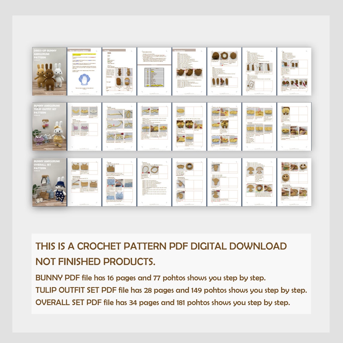 Dress-up Bunny Amigurumi Tulip Outfit Set Overall Set - Etsy