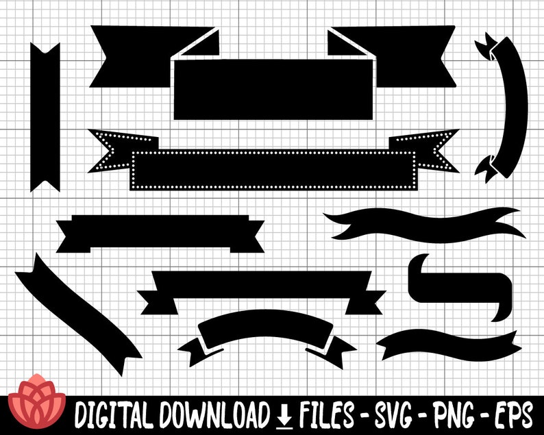 Ribbon Banners Svg Bunde, Hand Drawn Ribbon Banners, Decorative Ribbon ...