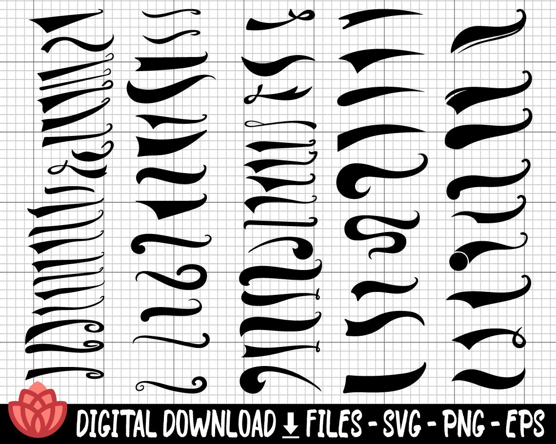 Swooshes Svg Bunde, Text Tails Clipart, Text Tails Monogram Svg, Word ...