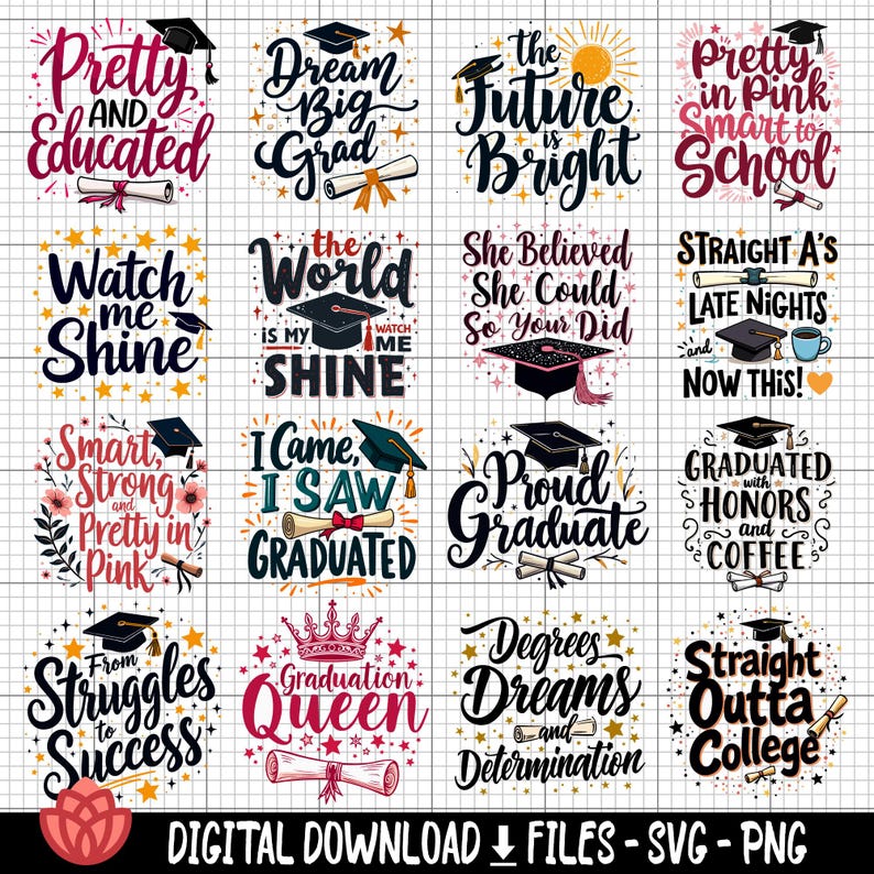 Graduation Quotes Svg Bundle, Funny Graduation Designs, Inspirational ...