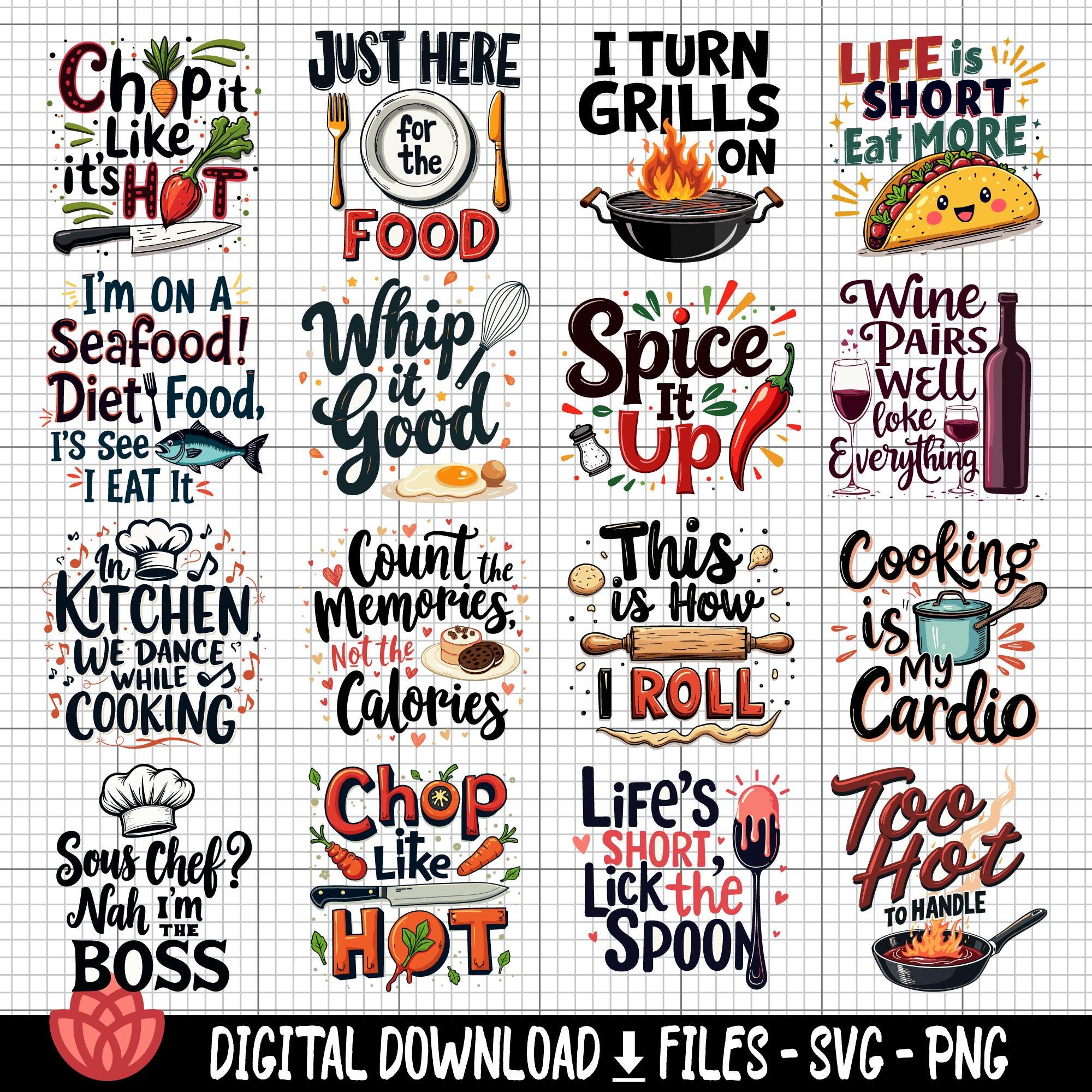 Kitchen Quotes Bundle, Cooking Sayings, Food Lover Designs, Kitchen ...