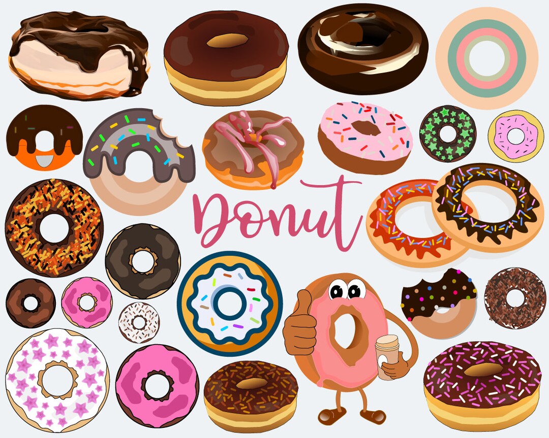 Donut Svg Bunde, Donut Clipart Svg, Donut Silhouette Svg, Donut Graphics, Cute Donuts, Happy ...