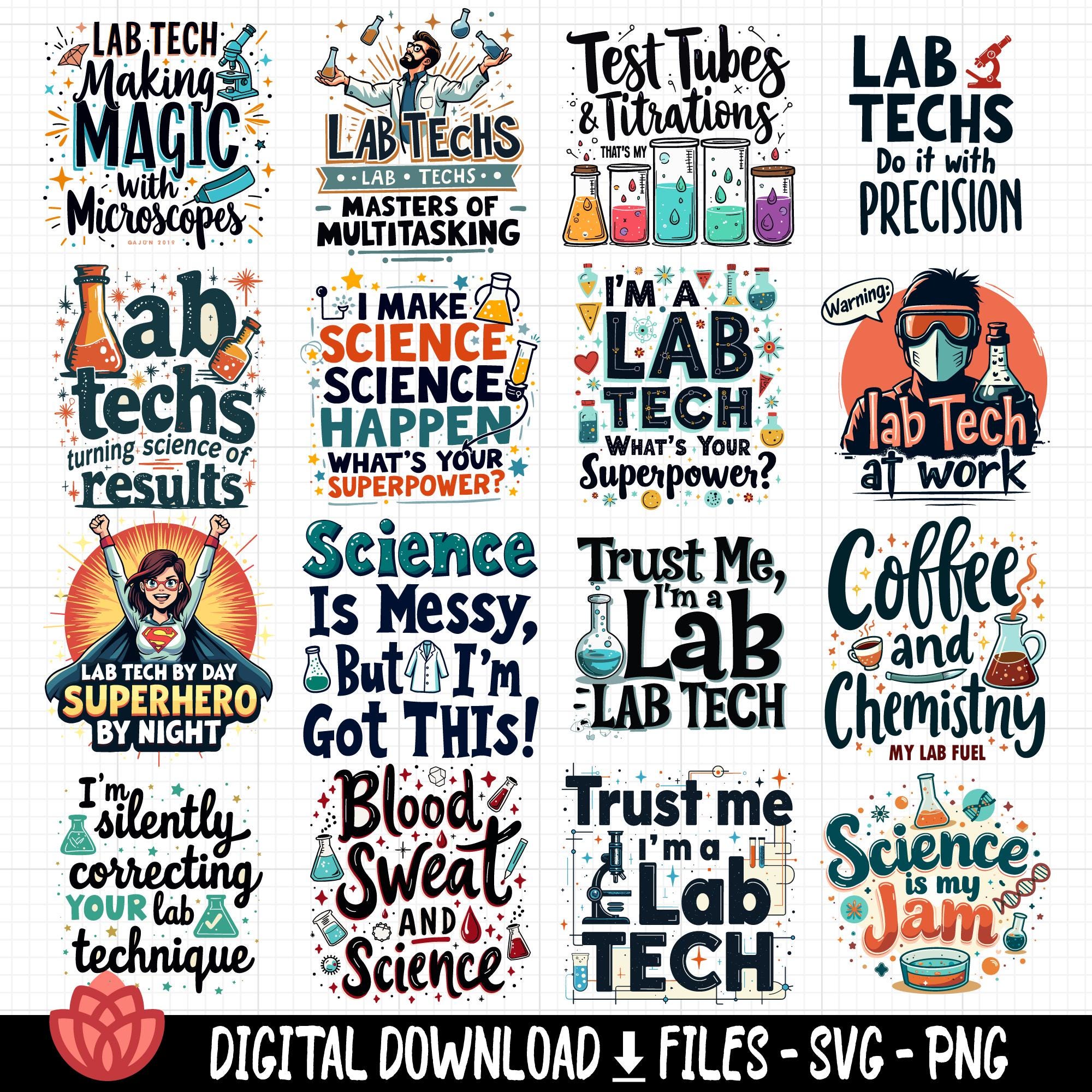Lab Tech Quotes Svg Bundle, Science Lab Designs, Medical Laboratory ...