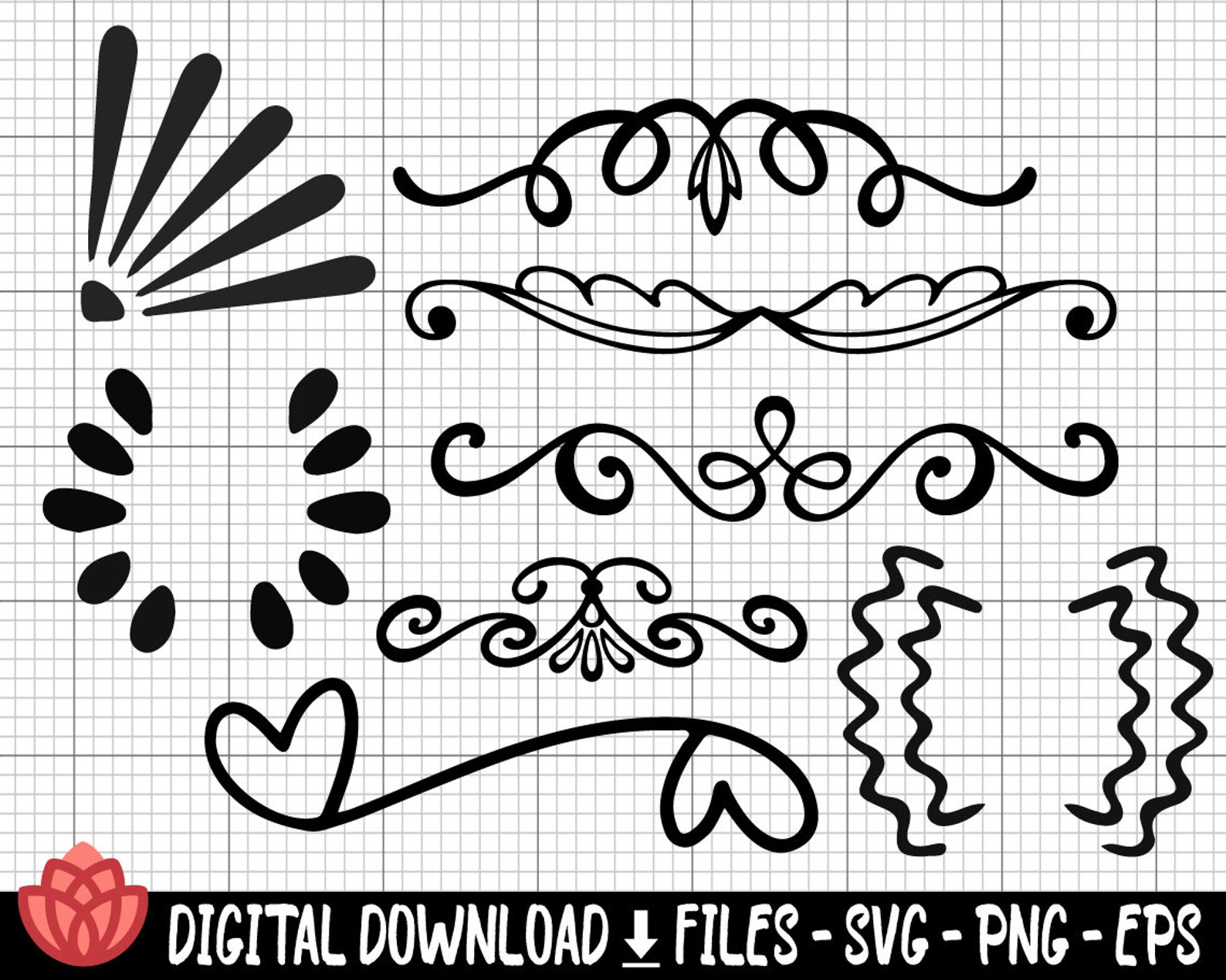 Decorative Elements, Ornaments, Flourishes, Swirls, Text Divider ...