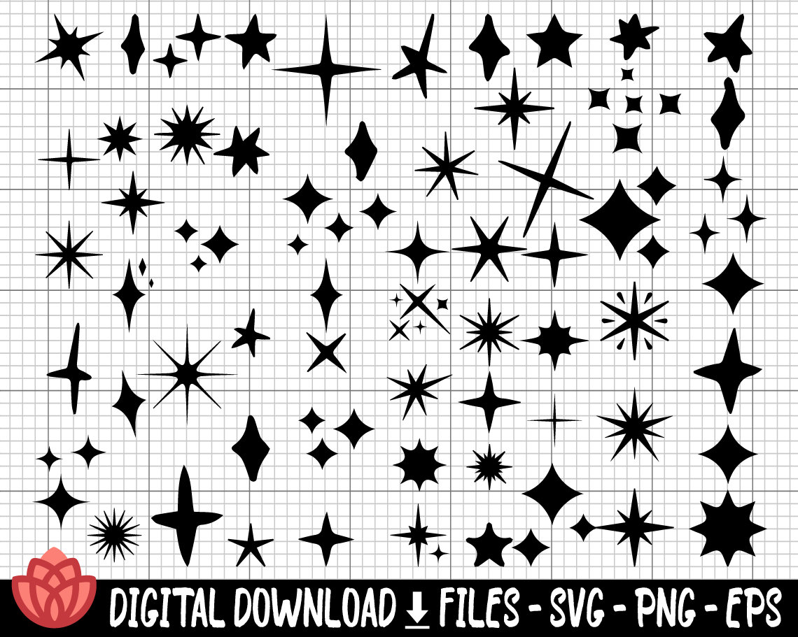 Sparkle Stars Svg Bunde, Sparkle Svg, Star Svg, Star Icon, Different ...
