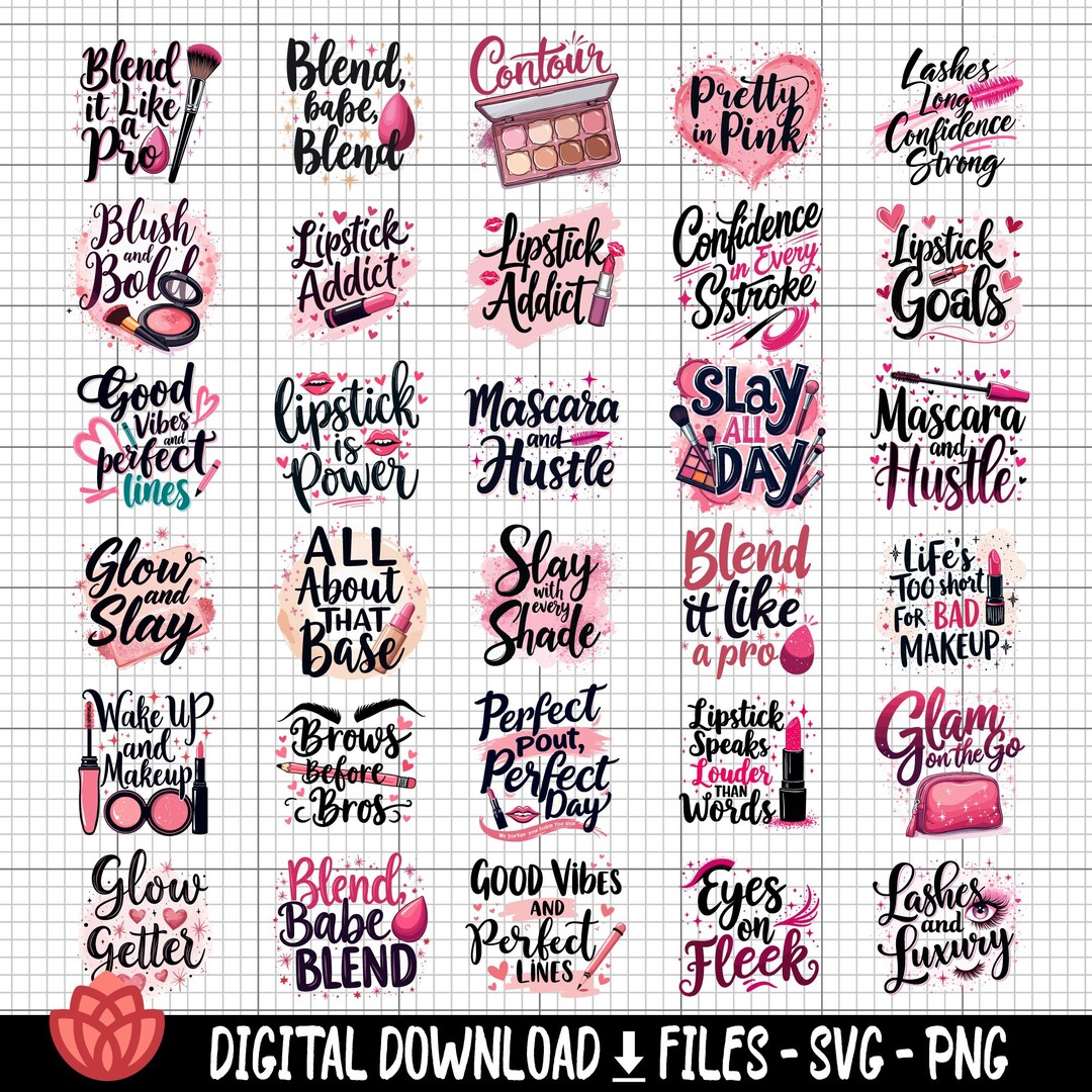 Makeup Bag Quotes Bundle, Beauty Makeup Designs, Makeup Lover Sayings ...