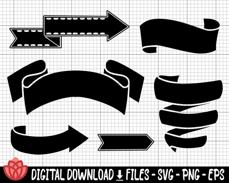 Ribbon Banner SVG Clipart Bundle, Hand Drawn Banners (digital Download ...