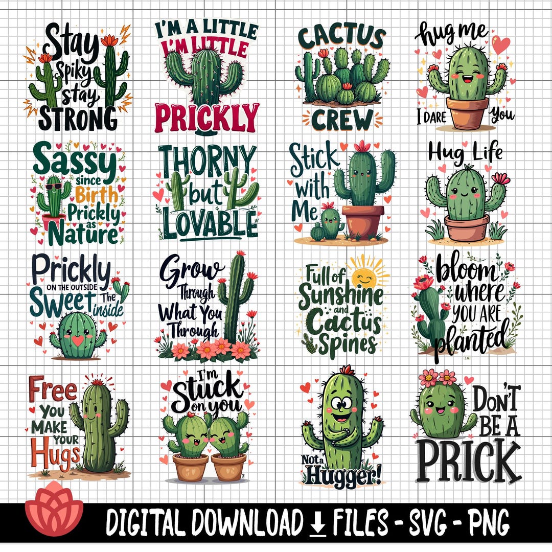Cute Cactus Quotes SVG Bundle, Desert Graphics (digital Download) - Etsy