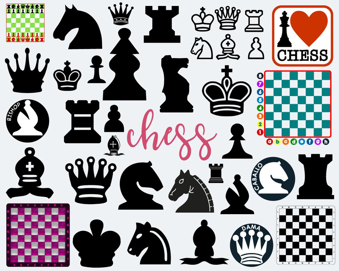 Chess Svg Bunde, Chess Clipart Svg, Chess Pieces Black, Club Logo, Sign ...