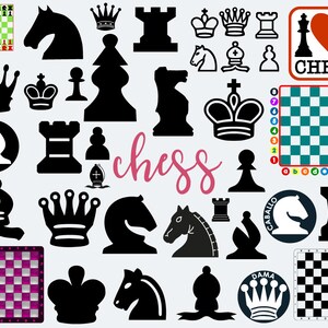 Chess Svg Bunde, Chess Clipart Svg, Chess Pieces Black, Club Logo, Sign ...