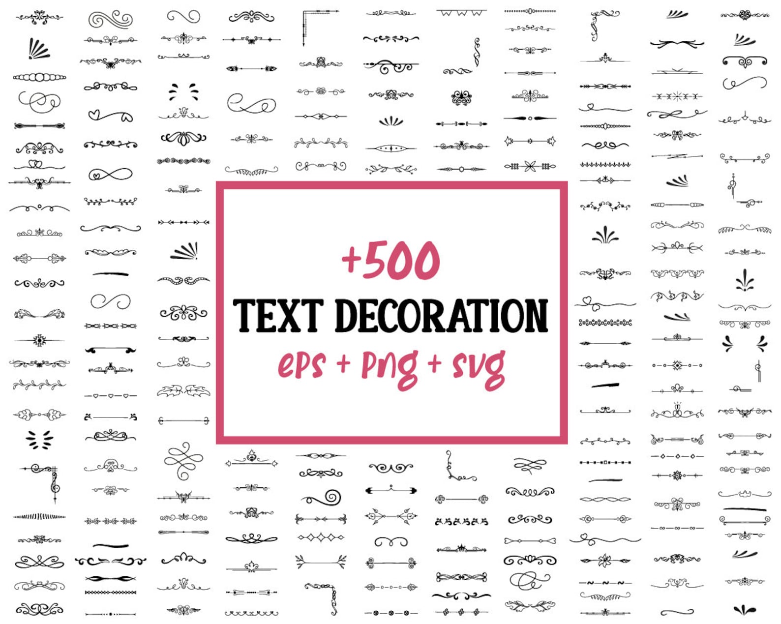 Decorative Elements Ornaments Flourishes Swirls Text - Etsy